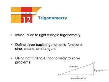 Introduction To Right Triangle Trigonometry Presentation Free To View