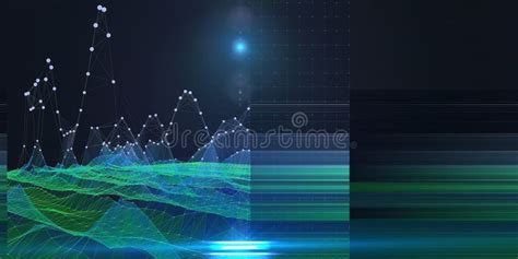 Abstract Background Color Graph Wireframe From Circles And Noisy Lines On Dark Technology