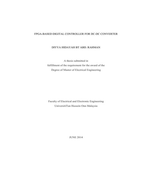 Fpga Based Dc Dc Converter Digital Controller Thesis