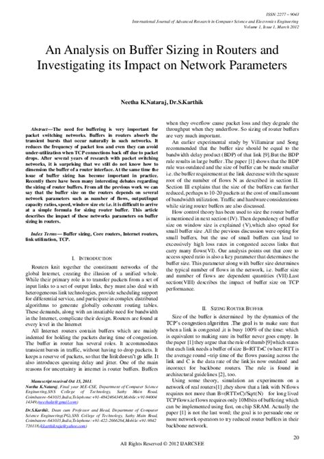 Pdf An Analysis On Buffer Sizing In Routers And Investigating Its Impact On Network Parameters