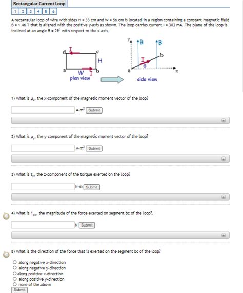 Solved Rectangular Current Loop 1 2 A Rectangular Loop Of