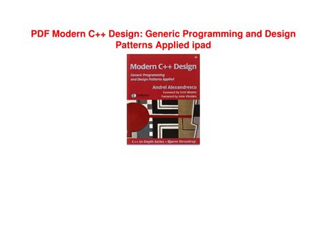 Ppt Pdf Modern C Design Generic Programming And Design Patterns Applied Ipad Powerpoint