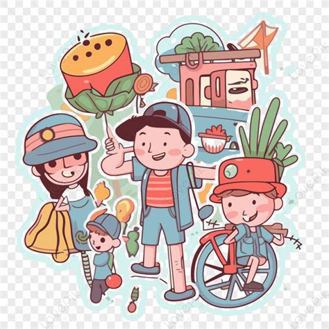아이 들과 함께 만화 그림 벡터차량상표 Png 일러스트 무료 다운로드 Lovepik