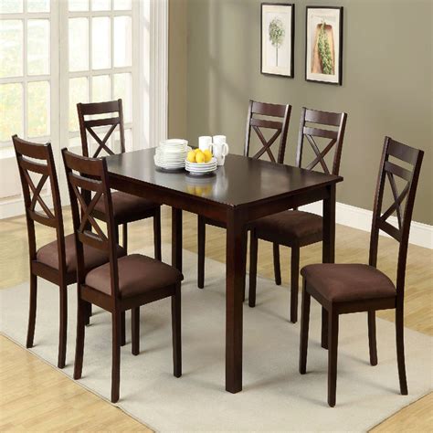 17 Stories Transitional Style 7pc Dining Table Set 1x Table 6x Chair