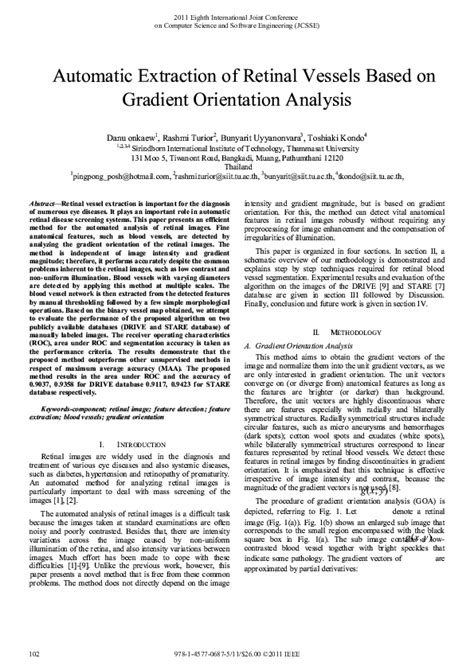 Pdf Automatic Extraction Of Retinal Vessels Based On Gradient Orientation Analysis Toshiaki