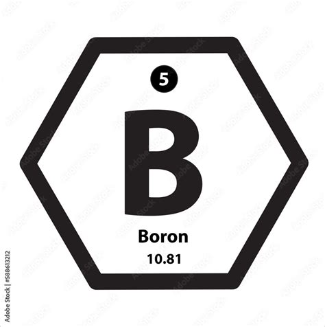 Icon Structure Boron B Chemical Element Icon Hexagon Shape Black