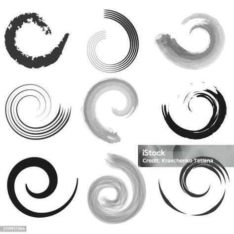 소용돌이 패턴이 설정되었습니다 추상 나선형 요소 다이나믹 트월 디자인 소용돌이 모양 컬렉션 벡터 일러스트 레이 션입니다 주당순이익 10 검은색에 대한 스톡 벡터 아트 및