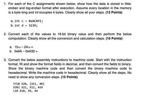 Solved 1 For Each Of The C Assignments Shown Below Show