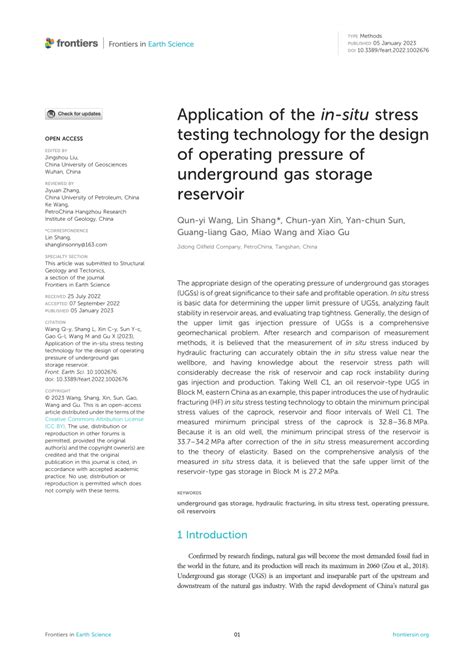 Pdf Application Of The In Situ Stress Testing Technology For The Design Of Operating Pressure
