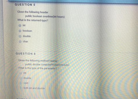 Solved Which Of The Following Is A Valid Return Type For