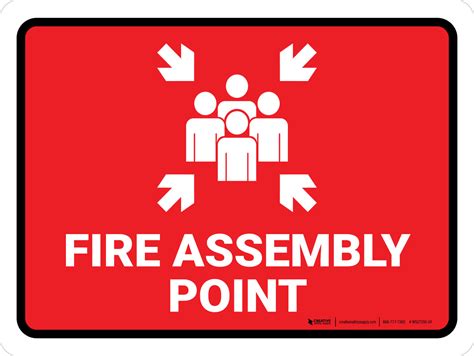 Fire Assembly Point Red Landscape Wall Sign