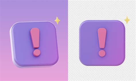 Простые 3d фиолетовые значки восклицательного знака для дизайна рекламы в социальных сетях