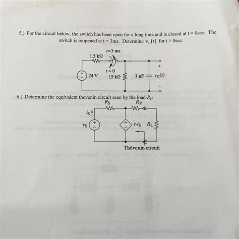Solved For The Circuit Below The Switch Has Been Open Chegg