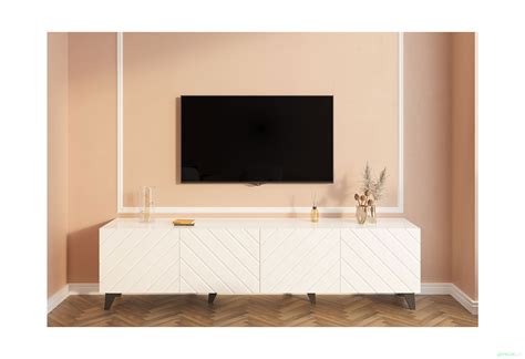 Тумба під ТВ Світ Меблів Холлі з 4 дверцятами 200 см Білий білий глянець купити за ціною 4029