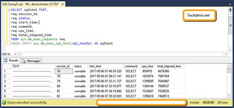 Cómo encontrar la consulta actualmente en ejecución en SQL Server Ilinuxgeek