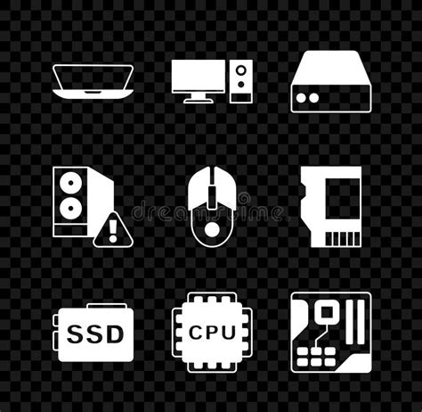 Set Laptop Computer Monitor Server Data Web Hosting Ssd Card