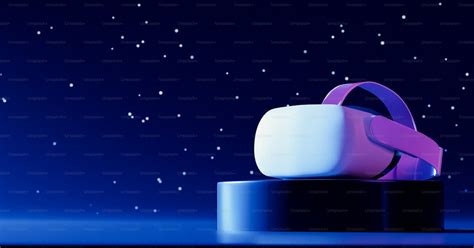 어두운 하늘 밤하늘 별과 우주 네온 불빛 가상 현실 게임 3d 렌더링 3d 일러스트레이션의 별과 연단에 Vr 고글 사진 Unsplash의 장치 이미지