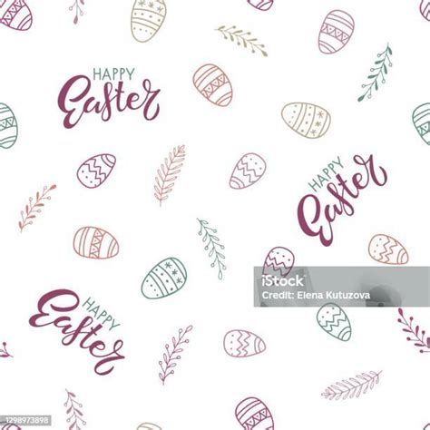 부활절 원활한 패턴 행복한 부활절 편지 부활절 달걀 봄 가지 손으로 그린 파스텔 벡터 일러스트레이션 부활절 인쇄 직물 직물