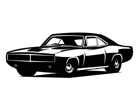 Vector Illustration Of A 1970 Dodge Charger Rt Silhouette Design
