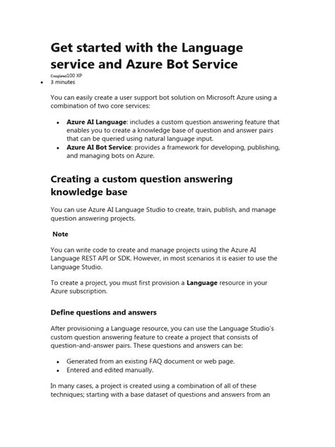 Get Started With The Language Service And Azure Bo Pdf Microsoft Azure Faq