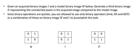 Solved Given An Acquired Binary Images I And A Model