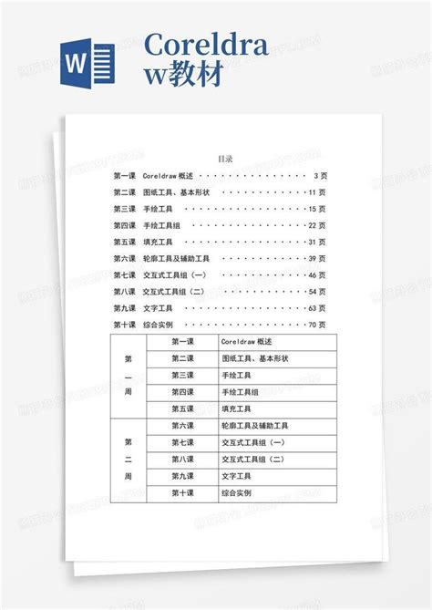 coreldraw教材Word模板下载 编号leorgjkj 熊猫办公