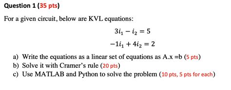Solved For A Given Circuit Below Are KVL Equations Chegg Com