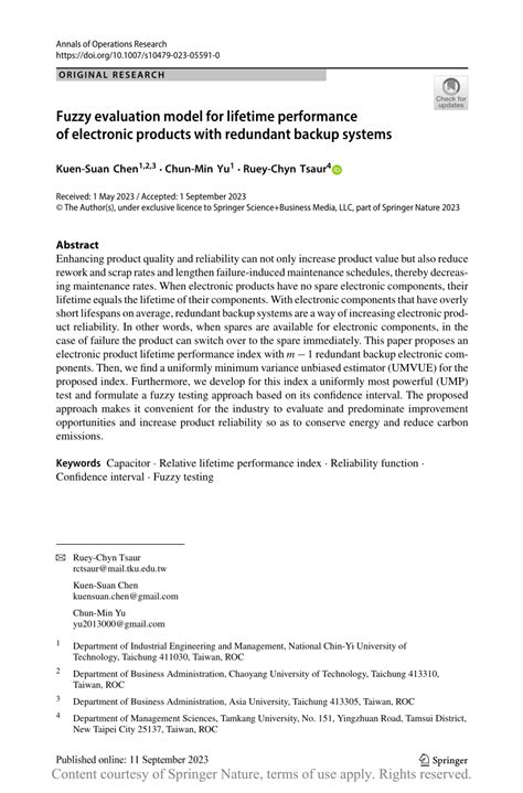 Fuzzy Evaluation Model For Lifetime Performance Of Electronic Products
