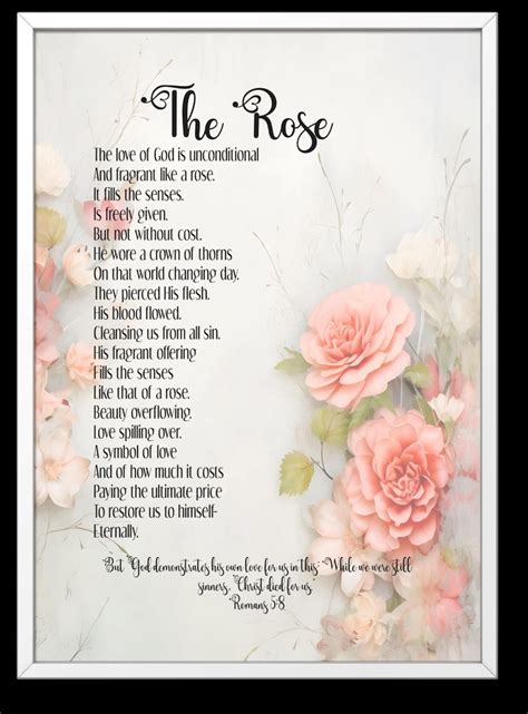 The Rose Christian Poem About Gods Love Digital Print Christianity