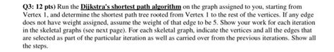 Solved Q3 12 Pts Run The Diikstras Shortest Path