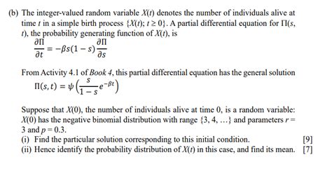 Solved B The Integer Valued Random Variable Xt Denotes