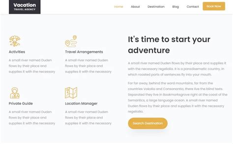 Скачать бесплатно готовый Html Css шаблон туристического сайта Vacation