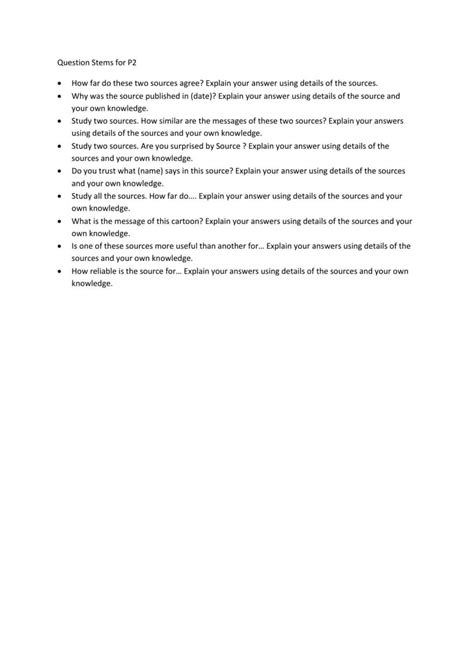 Question Stems For Cie Igcse Paper 2 And Exam Practice