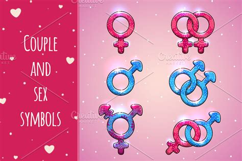 Couple And Sex Symbols Custom Designed Illustrations ~ Creative Market