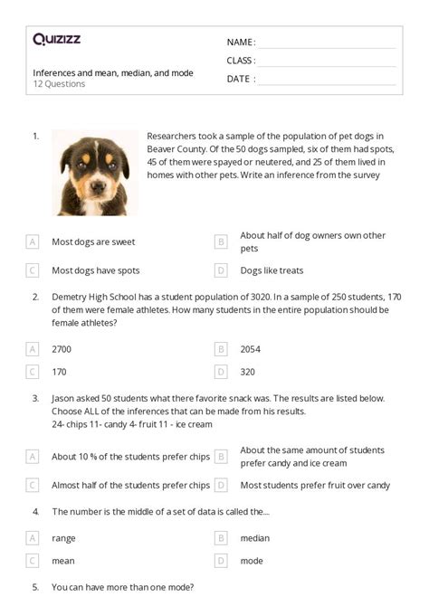 50 Mean Median And Mode Worksheets For 7th Year On Quizizz Free And Printable