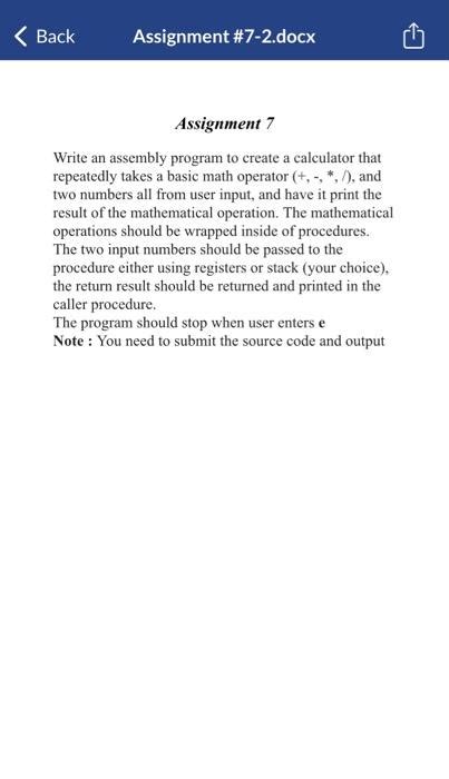 Solved Assignment 7 Write An Assembly Program To Create A