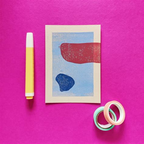 Multi Color Linocut Print Abstract Postcard Set Etsy
