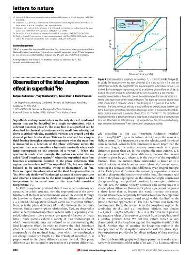 Observation Of The Ideal Josephson Effect In Superfluid 4he Physics