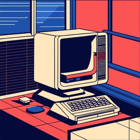 Premium Vector A 90s Computer Front Vector Illustration Flat 2