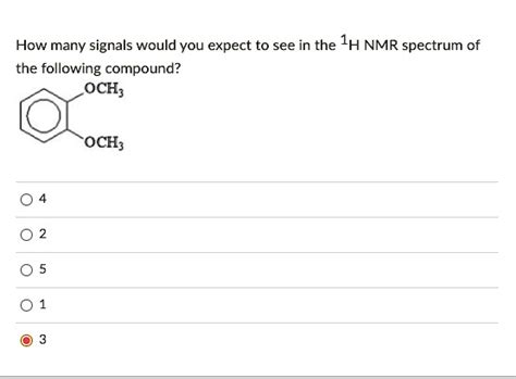 Solved How Many Signals Would You Expect To See In The 1h Nmr Spectrum Of The Following