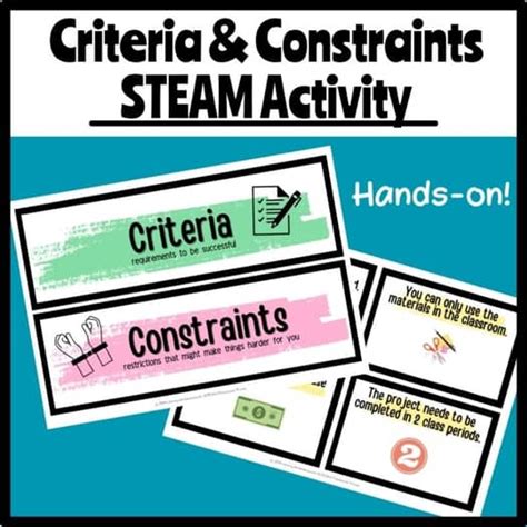 Criteria And Constraints Activity By Steam Treasure Trove Tpt