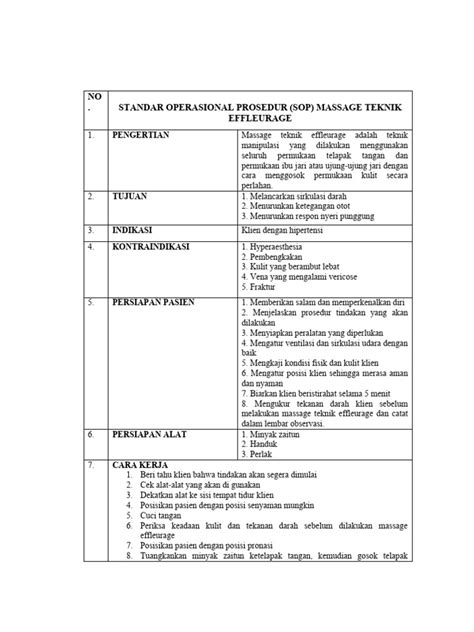 Sop Massage Effleurage Pdf