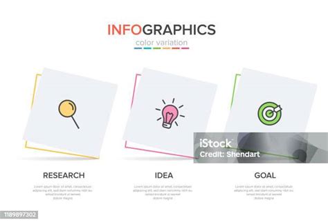 3 단계 연속 화살표 비즈니스 모델의 개념 세 가지 다채로운 그래픽 요소 브로셔 프리젠 테이션을위한 타임 라인 디자인 인포그래픽 디자인 레이아웃 3에 대한 스톡 벡터 아트