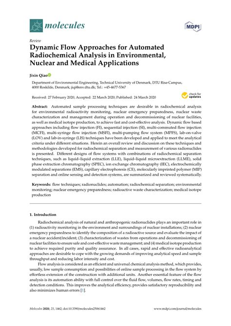 Pdf Dynamic Flow Approaches For Automated Radiochemical Analysis In