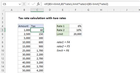 Tax Rate Calculation With Two Rates Excel Formula Exceljet