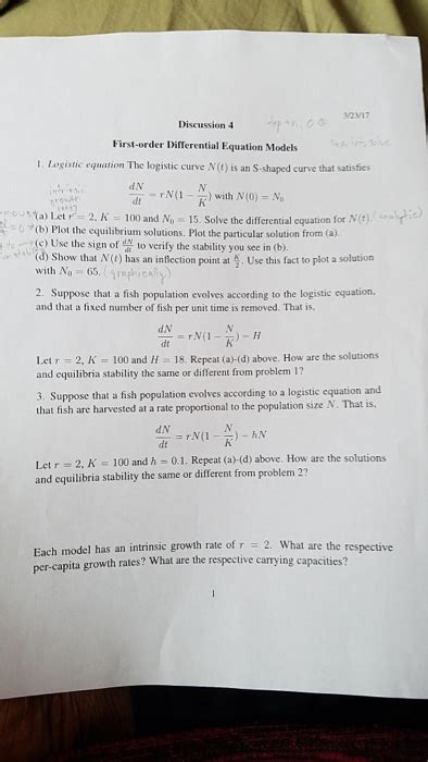 Solved Logistic Equation The Logistic Curve Nt Is An