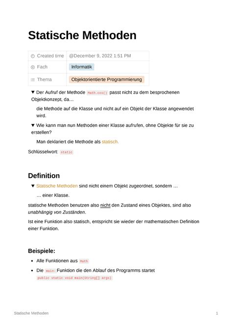 Statische Methoden Stichwort Static In Java Statische Methoden 1