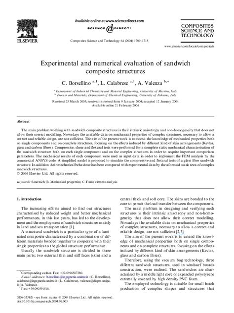 Pdf Experimental And Numerical Evaluation Of Sandwich Composite Structures