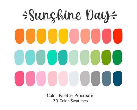 Procreate Color Palette Sunshine Day Color Swatches Etsy Artofit