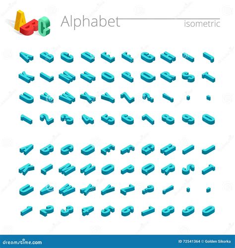 3d Isometric Alphabet Vector Font Isometric Letters Numbers And